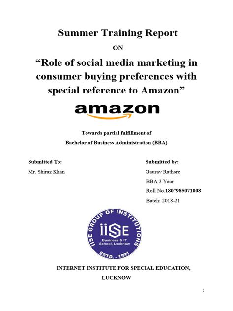 summer training report pdf marketing social media
