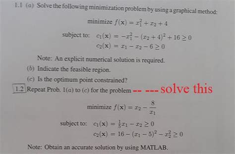 Solved 1i A Solve The Following Minimization Problem By