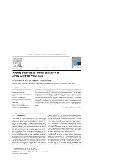 Pdf Pivoting Approaches For Bulk Extraction Of Entityattributevalue