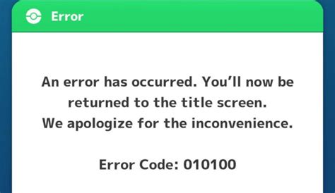 Pokemon Sleep Error Code 010100 Fix
