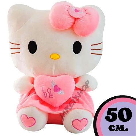 Мягкая плюшевая игрушка Хеллоу Китти фигурка Hello Kitty кукла в розовом платье с сердцем