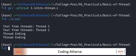 Basic Demonstration Of Pthread Library In C Coding Atharva