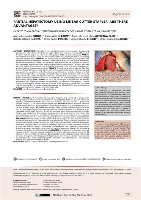 Pdf Partial Hepatectomy Using Linear Cutter Stapler Are There