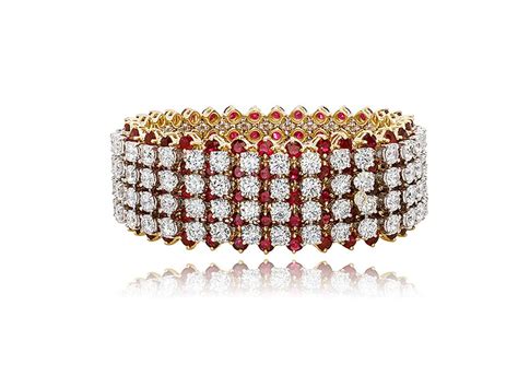 Diamond And Back Set Ruby 9 Row Bracelet Hammerman Jewels