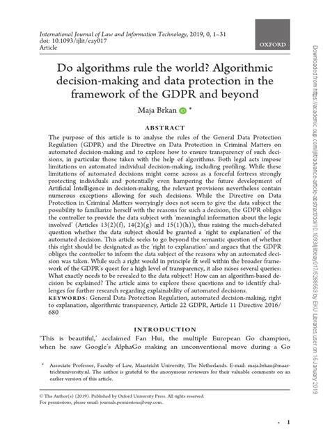 Brkan Maja Do Algorithms Rule The World Algorithmic Decision