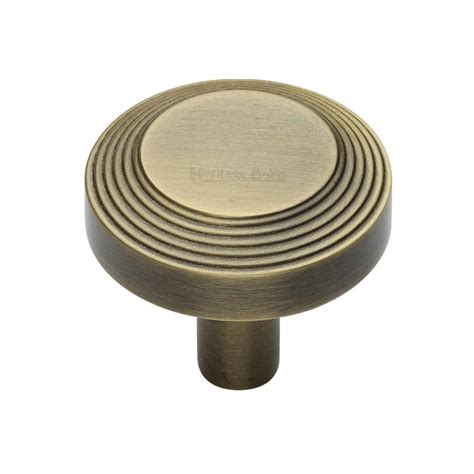 Heritage Brass Cabinet Knob Ridge Design 38mm Antique Brass Finish Handles At Heart
