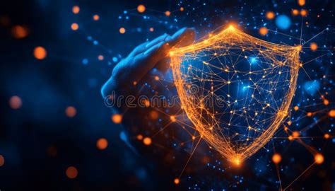 Cybersecurity Expertise Hand With Futuristic Shield Protecting Information Networks Data