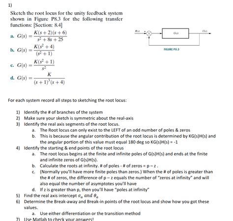 solved sketch the root locus for the unity feedback system
