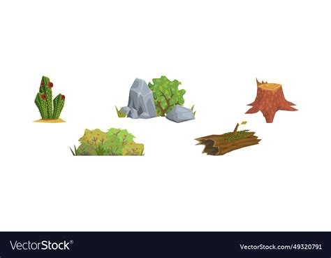 Landscape Object And Element With Tree Stump And Vector Image