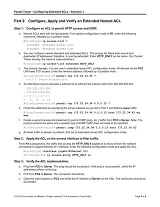 Packet Tracer Configuring Extended ACLs Scenario Pdf