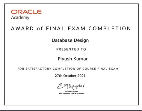 Piyush Rajput On Linkedin Database Desigining Certification From Oracle