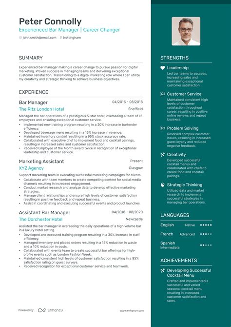 3 Bar Manager Cv Examples For 2024