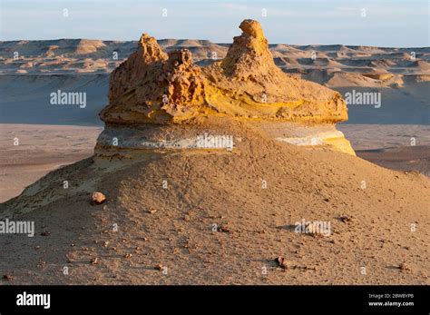 Desert Landforms Formed By Wind Erosion At Wadi El Hitan Valley Of The Fossils In Egypts