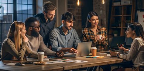 Photo Realistic As Colleagues In A Brainstorming Session In A Creative Office Concept As A