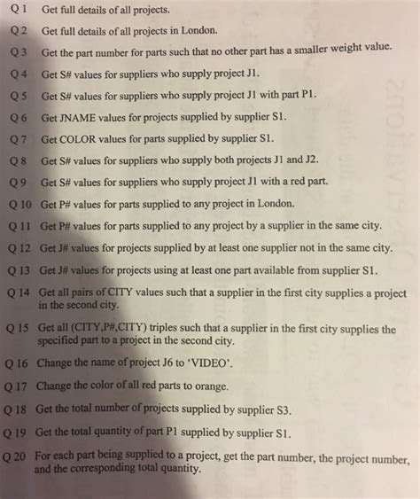 Solved You May Use The Sql Handout Given Out In Class The