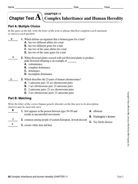 understanding genetic inheritance an analysis of a chapter test on