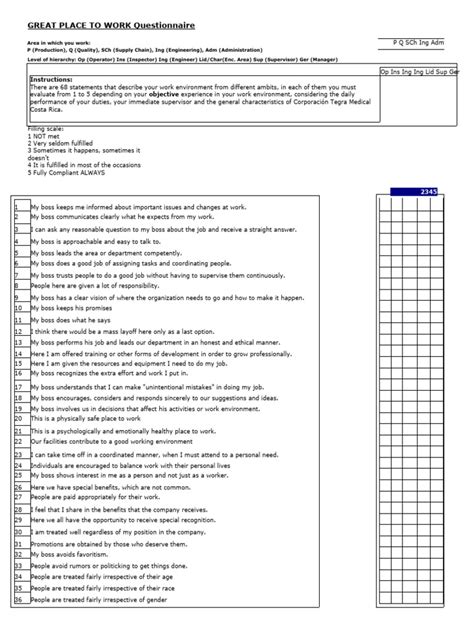Gptw Survey Format Download Free Pdf Behavioural Sciences Psychology