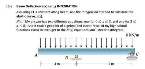 158 Beam Deflection Vx Using Integration Assuming Ei Is Constant Alon