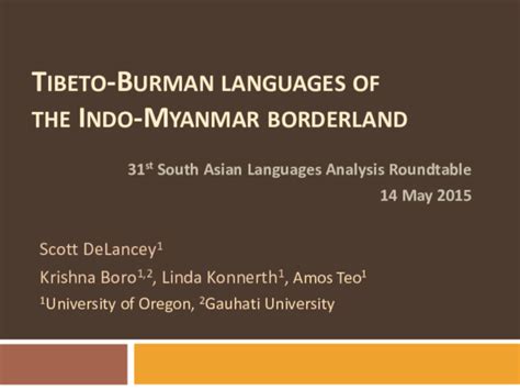 Pdf Tibeto Burman Languages Of The Indo Myanmar Borderland