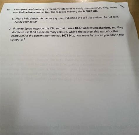 Solved A Company Needs To Design A Memory System For Its Chegg Com