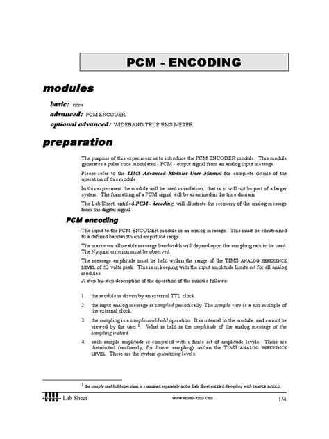 24 Pcm Encoding Pdf Data Compression Amplitude