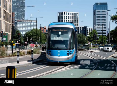 West Midlands Metro Tram At Five Ways Birmingham West Midlands