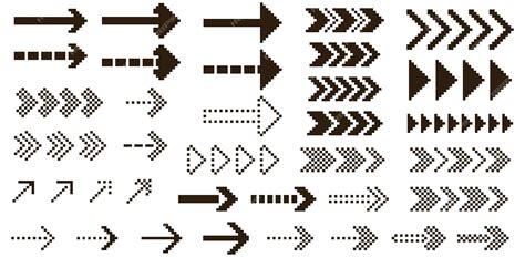 Premium Vector Set Of Pixelated Arrows Abstract Pixel Dash Dotted Line Arrows Graphic Squares