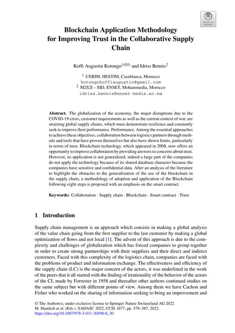 Pdf Blockchain Application Methodology For Improving Trust In The