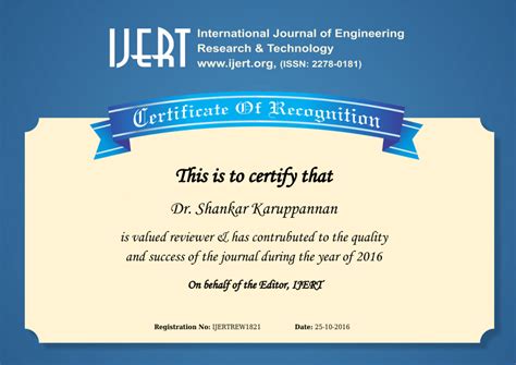 pdf certificate of recognition in reviewing award international journal of engineering