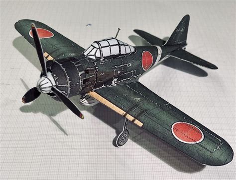Papercraft A6m Zero Kamikaze Verde Raspado Artofit