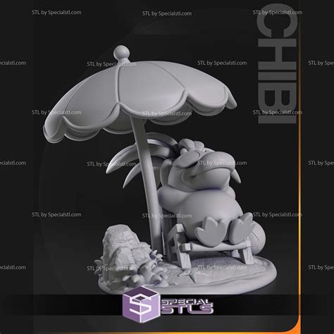 Chibi Psyduck Vacation Pokemon Digital Sculpture Specialstl