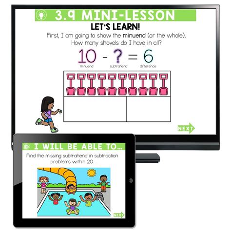 Lucky To Learn Math 1st Grade Lesson 39 Missing Subtrahend Teaching Slides Lucky