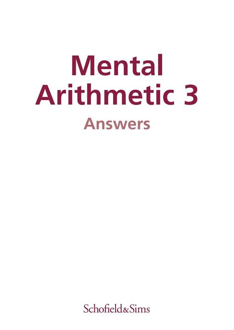 Mental Arithmetic 3 Answers By Schofield And Sims Issuu