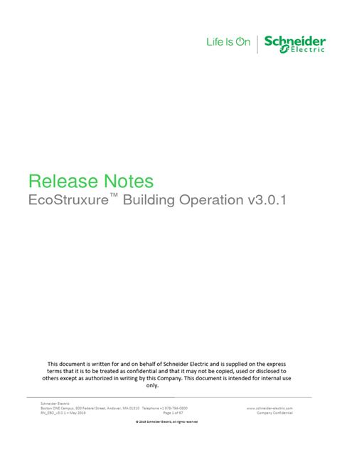 Release Notes V3 0 1 Ecostruxure Building Operation Pdf