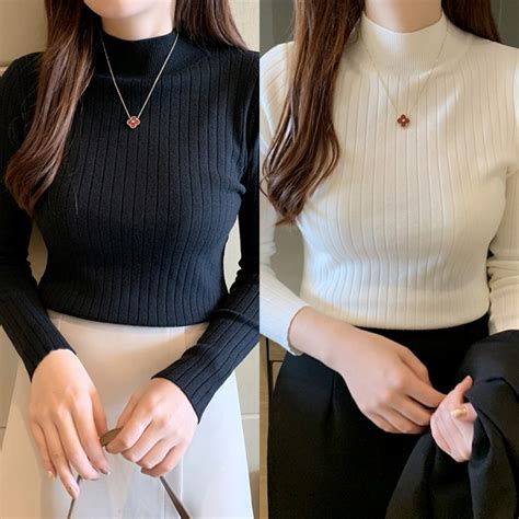 제이앤디 당일배송데일리 얇은 기모 긴팔 반목 폴라티 니트 목폴라 여성니트 터틀넥 페이크목폴라 폴라티 목폴라티 목티 터틀넥니트 여성폴라티 얇은목폴라 여성터틀넥 면목폴라