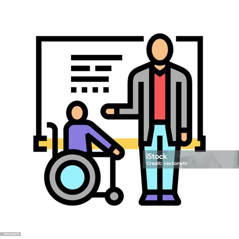 포괄적 인 교육 초등학교 색상 아이콘 벡터 일러스트 레이 션 교사 교육 관련 직업에 대한 스톡 벡터 아트 및 기타 이미지
