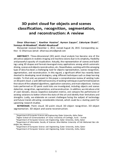 Pdf 3d Objects And Scenes Classification Recognition Segmentation