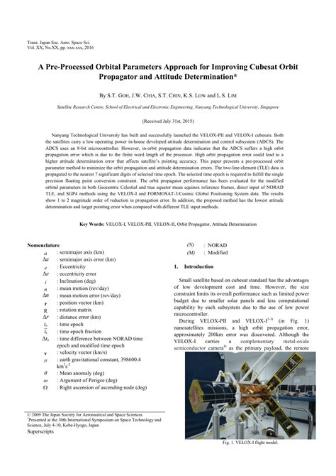 Pdf A Pre Processed Orbital Parameters Approach For Improving Cubesat Orbit Propagator And