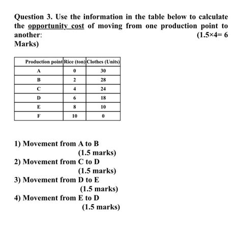 solved question 3 use the information in the table below to