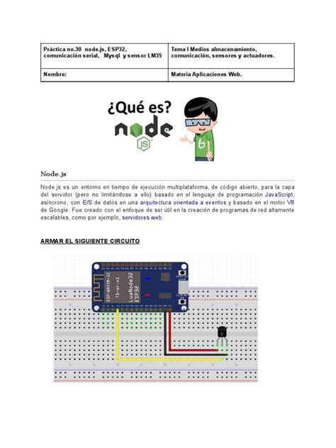 Práctica No30 Node Js Esp32 Comunicación Serial Mysql Y Sensor
