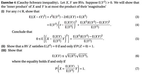 Solved Exercise 4 Cauchy Schwarz Inequality Let X Y Are