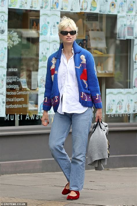 Pixie Geldof Looks Typically Stylish In A Quirky Cardigan As She Enjoys