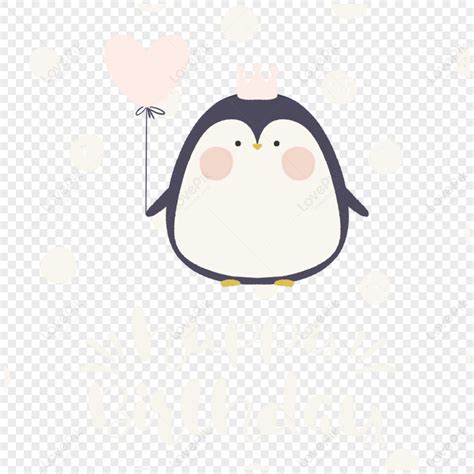 만화 스타일 생일 일러스트 작은 펭귄 왕관축하출생 Png 일러스트 무료 다운로드 Lovepik