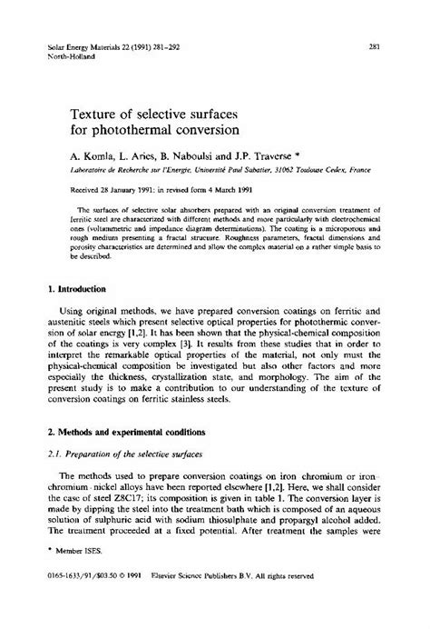 Pdf Texture Of Selective Surfaces For Photothermal Conversion