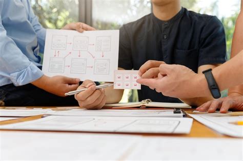 Premium Photo Graphic Designers Work Together With Ux Ui Designer Planning Application