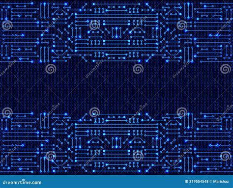 Electronic Circuit Frame On Binary Code Background High Tech Concept Digital Banner Vector