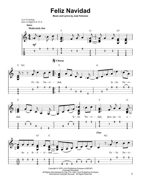 Feliz Navidad Printable Chords Guitar