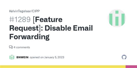 Feature Request Disable Email Forwarding · Issue 1289 · Kelvintegelaarcipp · Github