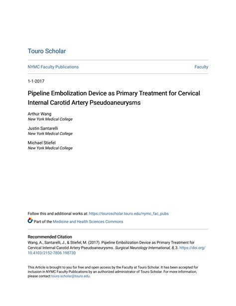 SOLUTION Pipeline Embolization Device As Primary Treatment For Cervical In Studypool
