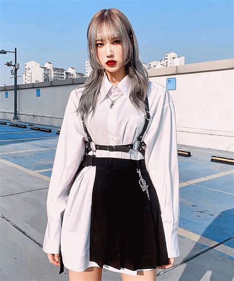 [힙한포인트] 가죽 하네스 멜빵 댄스 스트릿 바디 스트랩 벨트 Wl06